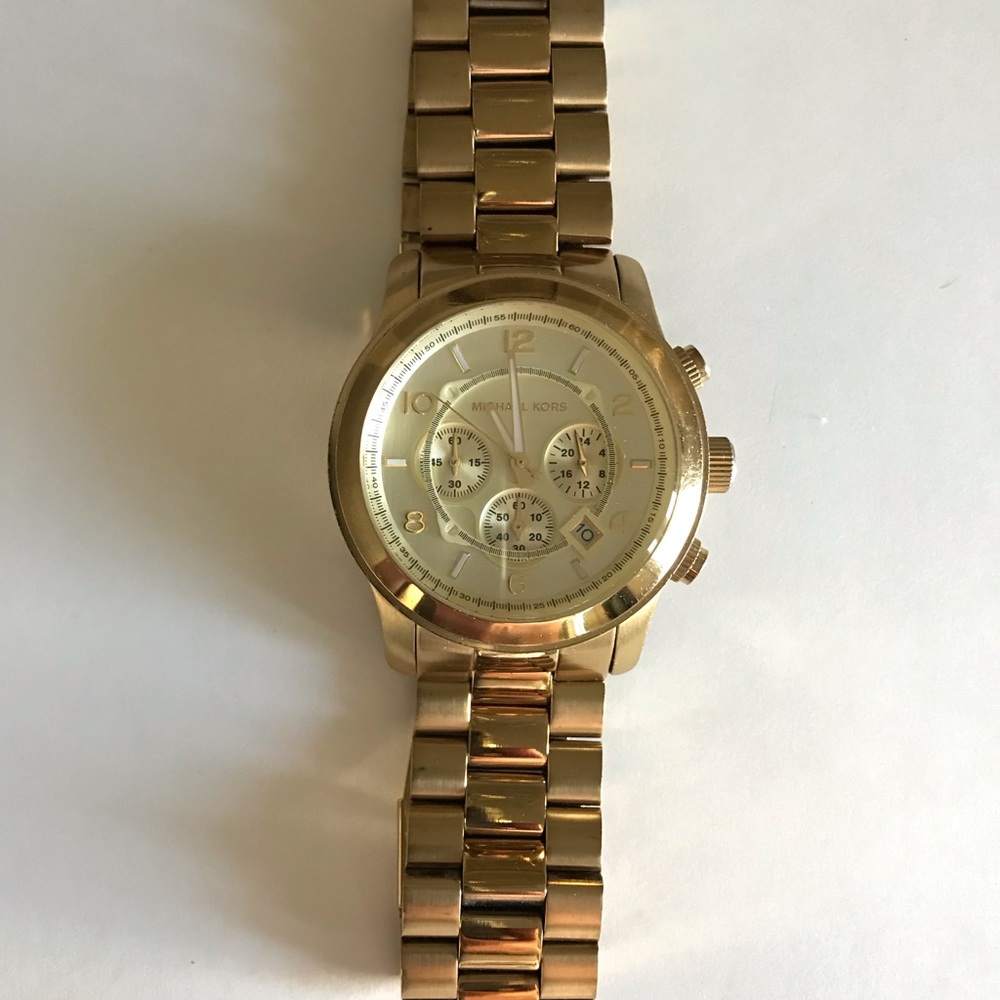Oversized Runway Gold-Tone Stainless Steel Watch - Gem